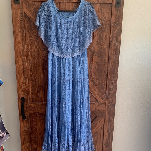 Reba | Dresses | Reba Light Blue Lace Maxi Dress | Poshmark